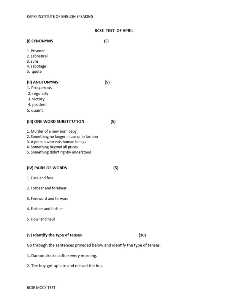 Bcse Test April Pdf