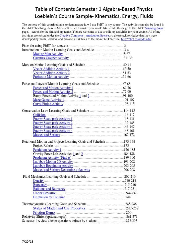 Algebra-Based Physics Course Plan | PDF | Force | Buoyancy