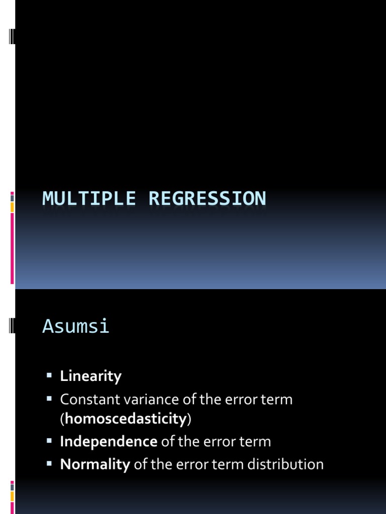 Multiple Regression Pdf Errors And Residuals Regression Analysis