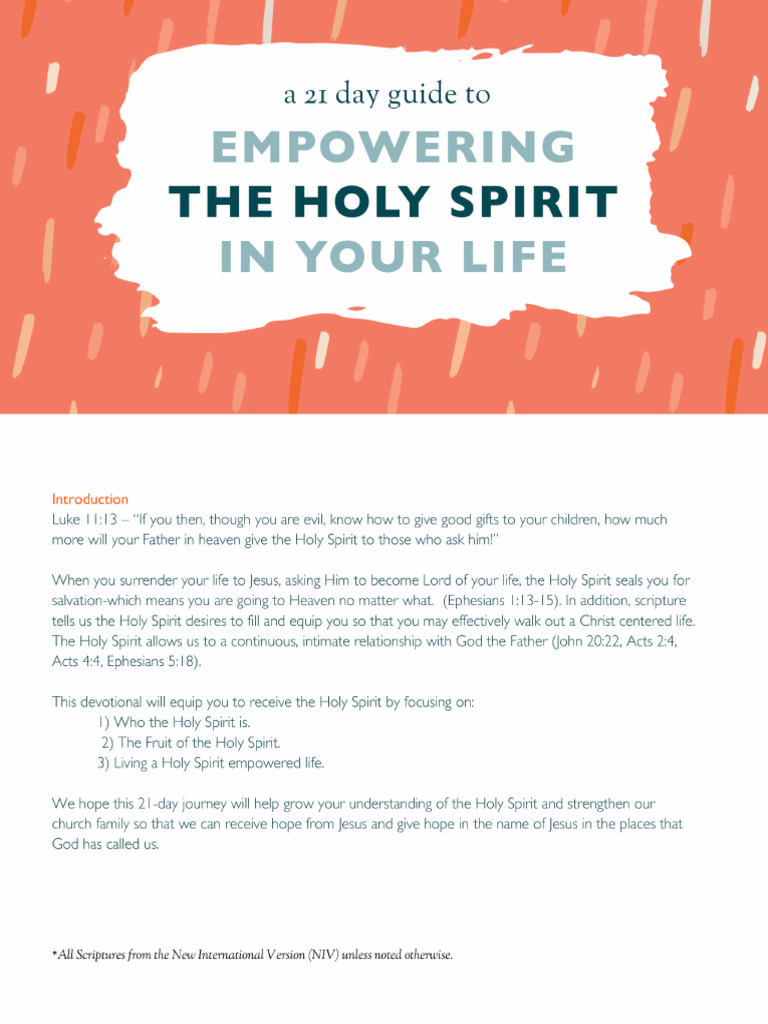 21 Day Guide Holy Spirit | PDF | Spiritual Gift | Intercession