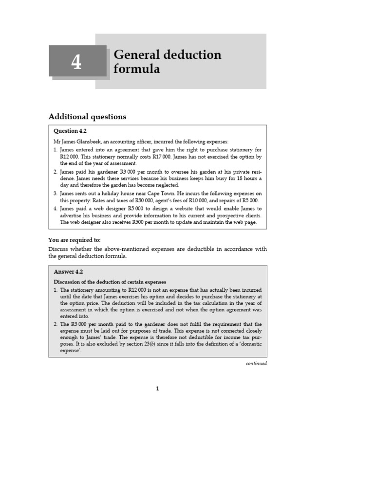 04 NP Chap 04 General Deduction Formula Additional Questions 2022 | PDF ...