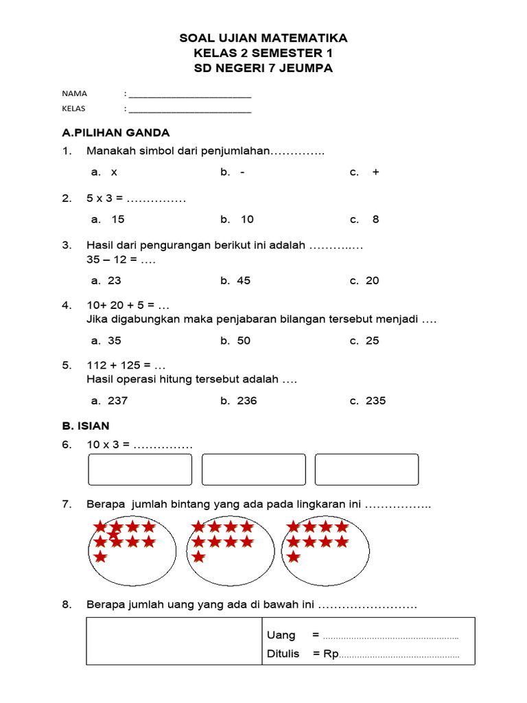 Soal Ujian Matematika | PDF | Metode & Bahan Ajar