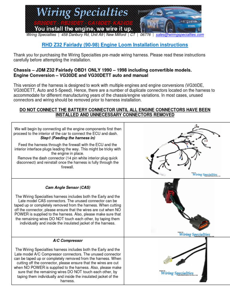 Vg30dett Fiarlady z32 Wiring Instructions | PDF | Electrical Connector | Electrical Wiring