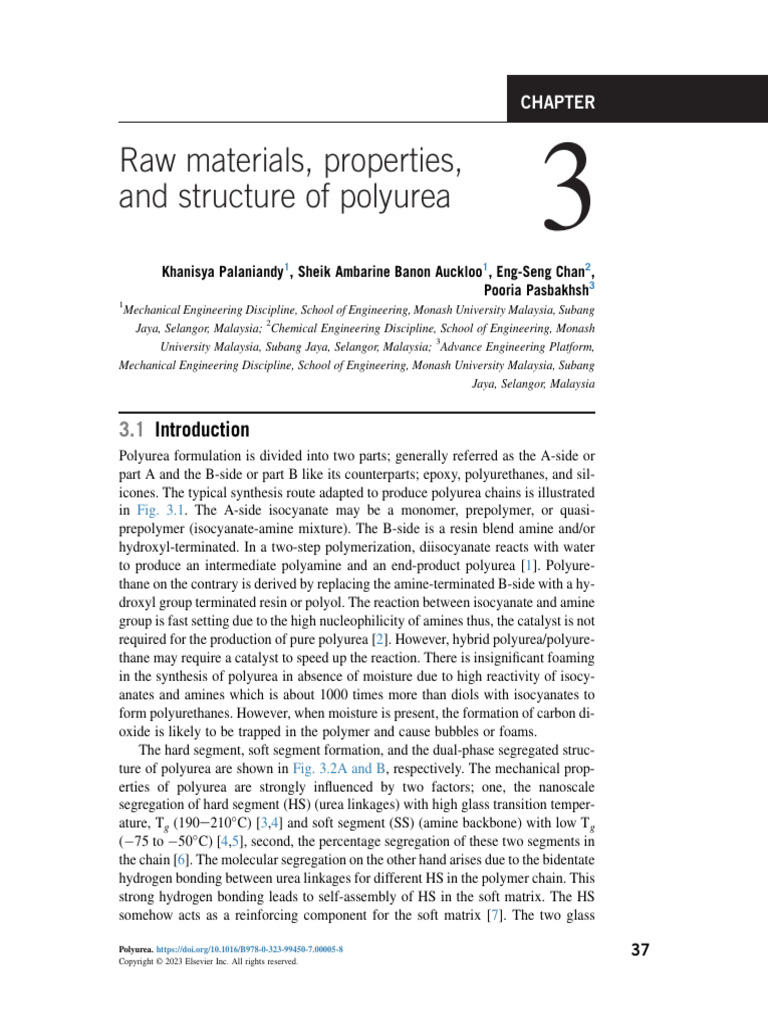 Chapter 3 Raw Materials Properties and Structure of Polyure 2023 Polyure | PDF | Polyurethane ...