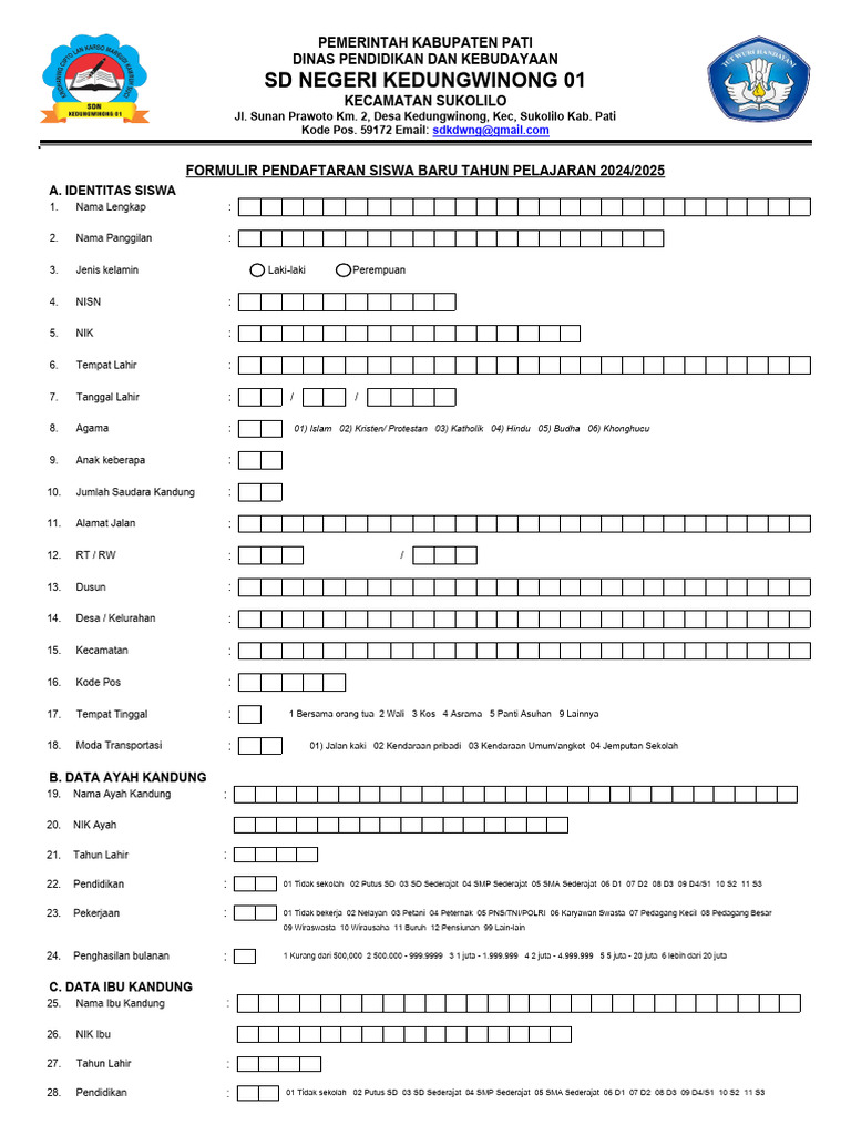 Formulir Pendaftaran PPDB 2024 | PDF