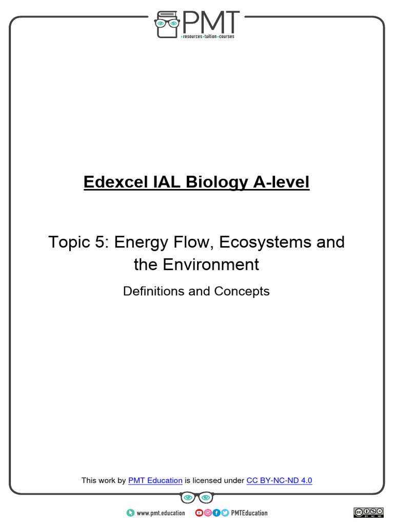 Edexcel IAL Biology: Energy Flow & Ecosystems | PDF | Photosynthesis ...
