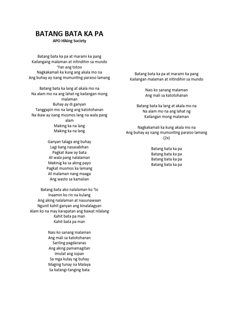 Batang Bata Ka Pa | PDF