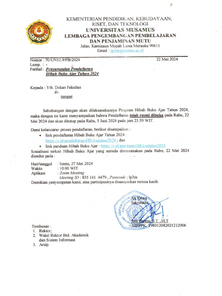 Sos - Daftar Hba 2024 | PDF