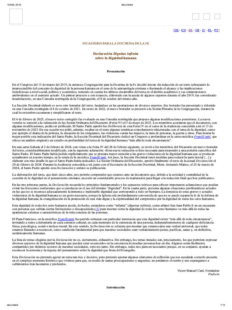 Dignitas Infinitas 2024 | PDF