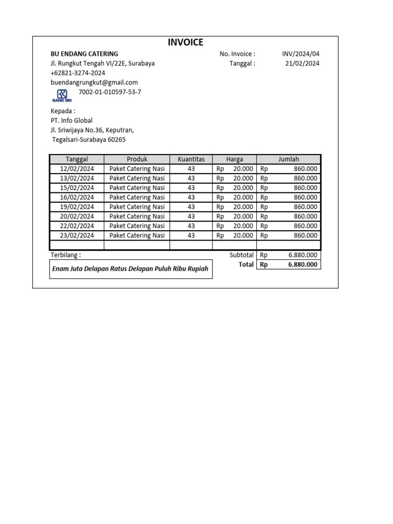 Invoice Catering 2024 Feb-2 | PDF