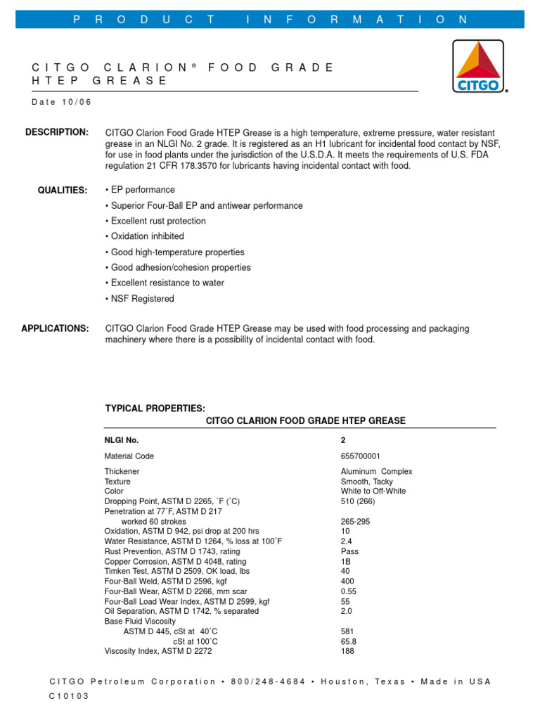 CITGO HTEP Grease | PDF | Materials | Industrial Processes