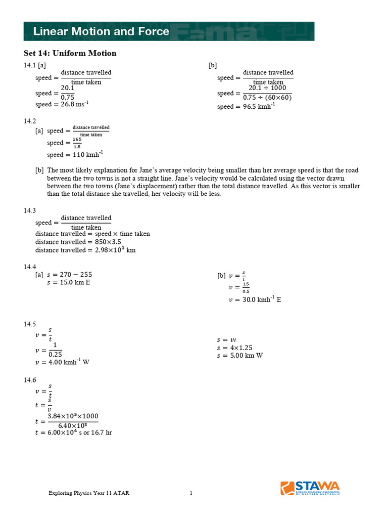 Problem Set 14 | PDF | Speed | Velocity
