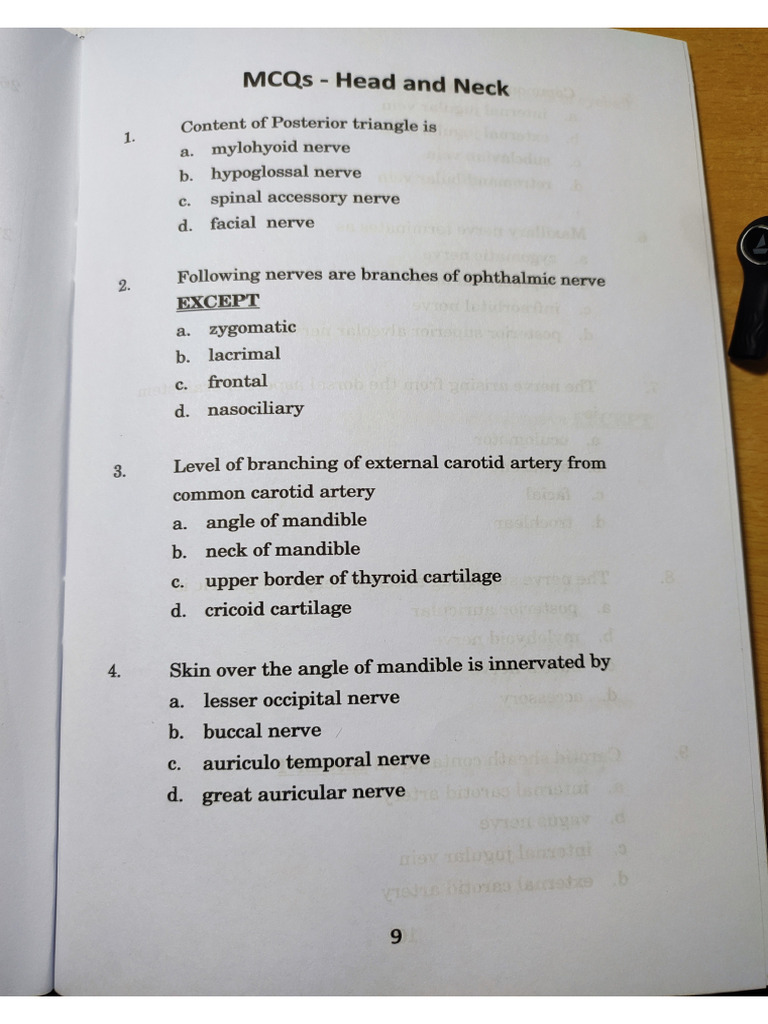 Head and Neck MCQ | PDF