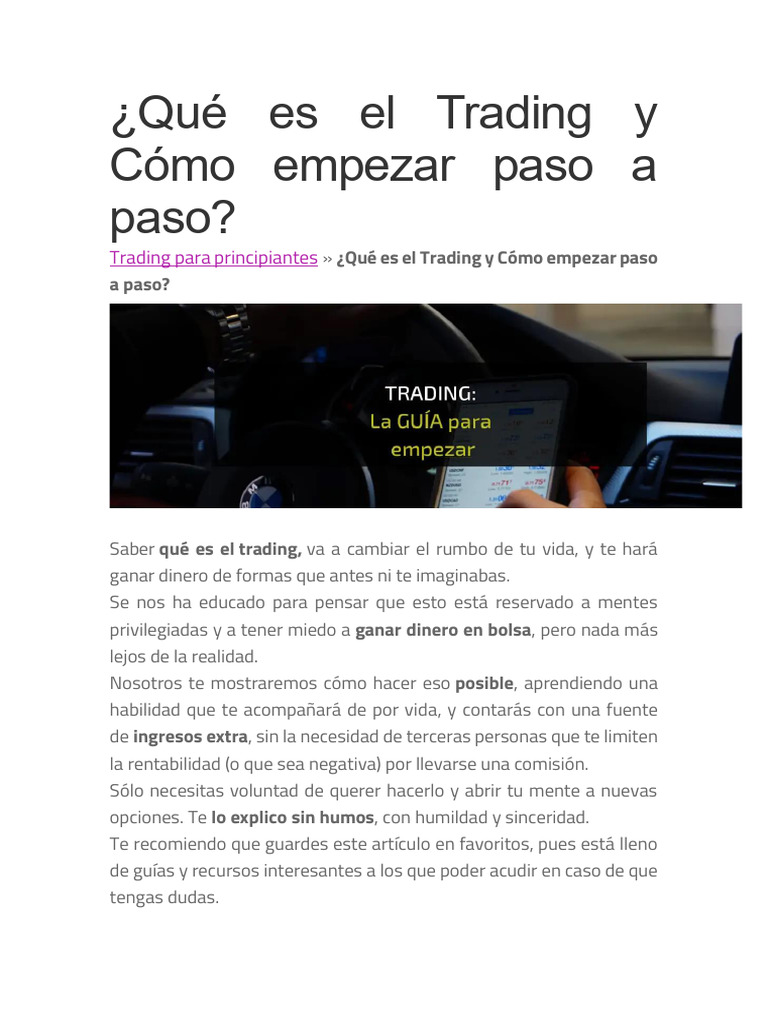 Qué es el Trading y Cómo empezar paso a paso | PDF | Comerciante (Finanzas) | Dia de cambio