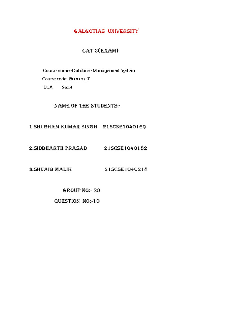 Dbms Cat 3 Pdf Integer Computer Science Computer Science