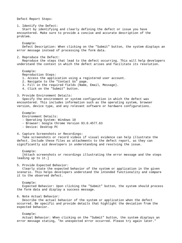 Defect Steps | PDF | Operating System | System