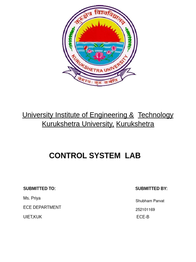 Csfile Final Shubham | PDF | Control Theory | Matlab