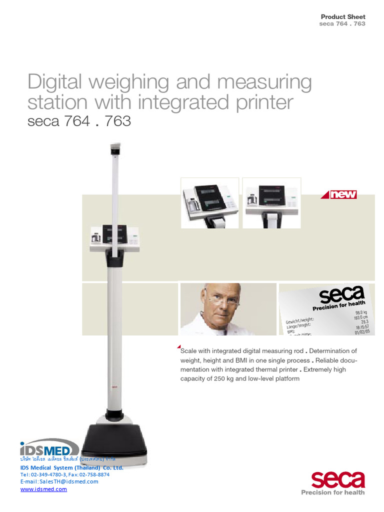 seca 763 Full digital weight and height brochure | PDF | Body Mass Index