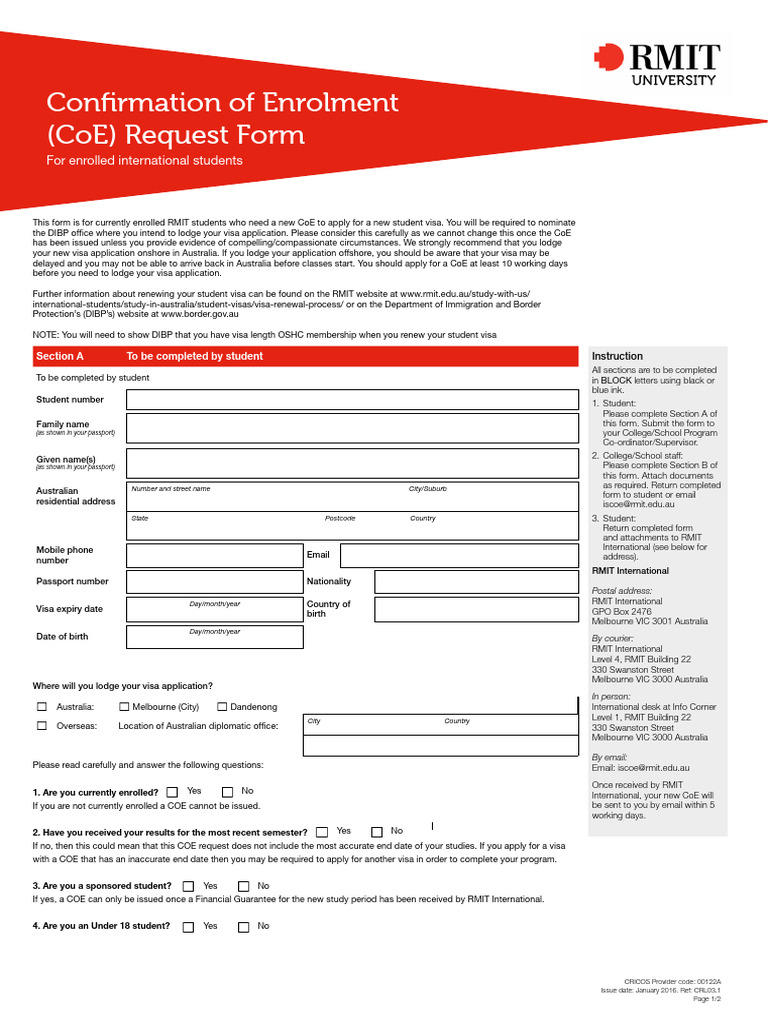 Confirmation of Enrolment Request Form | PDF | Travel Visa | Immigration