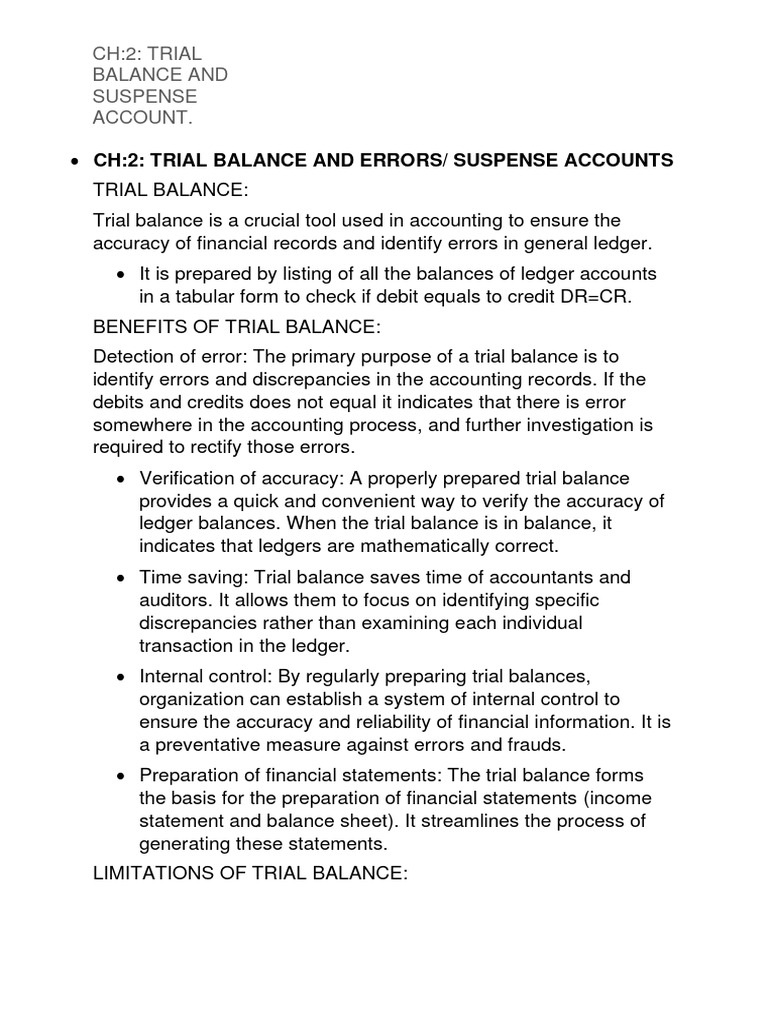 CH2 TRIAL BALANCE | PDF | Debits And Credits | Business Economics