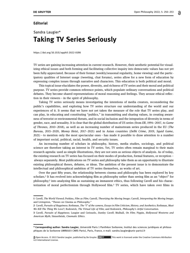 Taking TV Series Seriously | PDF | Experience | Aesthetics Taking TV Series Seriously | PDF | Experience | Aesthetics