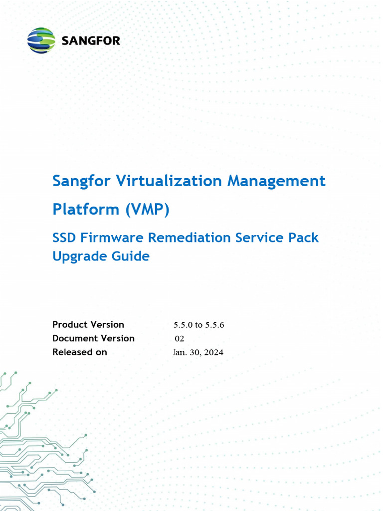 Sangfor VMP V5.5.0 To 5.5.6 SSD Firmware Remediation Service Pack Upgrade Guide | PDF ...
