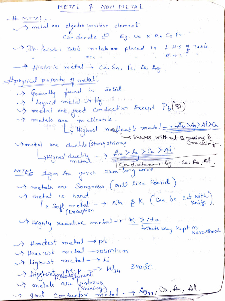 Metals Handwritten Notes by PK For SSC | PDF | Sets Of Chemical ...