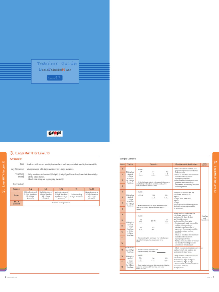 Teacher S Guide (BTM) 13Lv. 1 | PDF | Multiplication | Mathematics