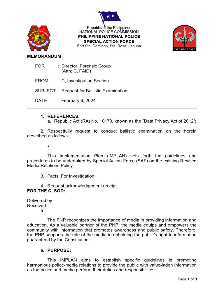 Request For Ballistic Examination | Download Free PDF | Arrest | Police