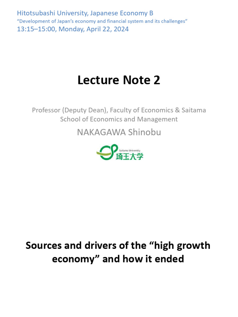 Japanese Economy B Lecture Note 2 | PDF | Exchange Rate | Bretton Woods System
