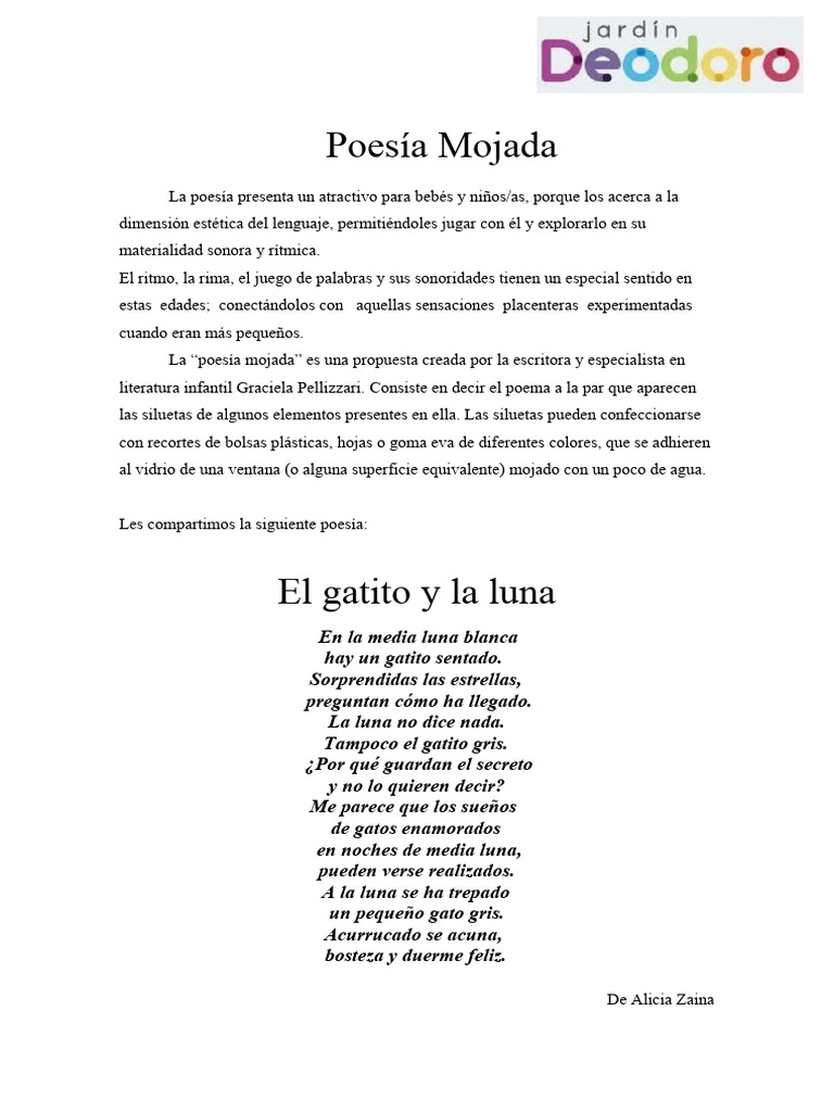 Poesía Mojada Gatito y La Luna | PDF | Arte | Poesía