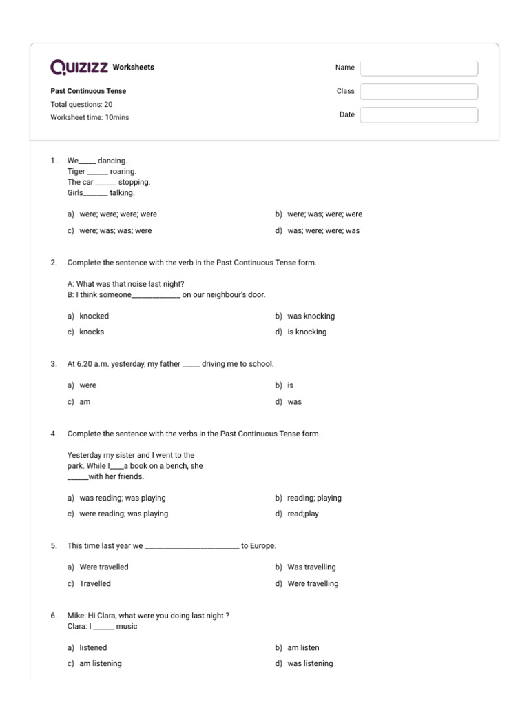 Past Continuous Tense | PDF | Linguistics | Grammar