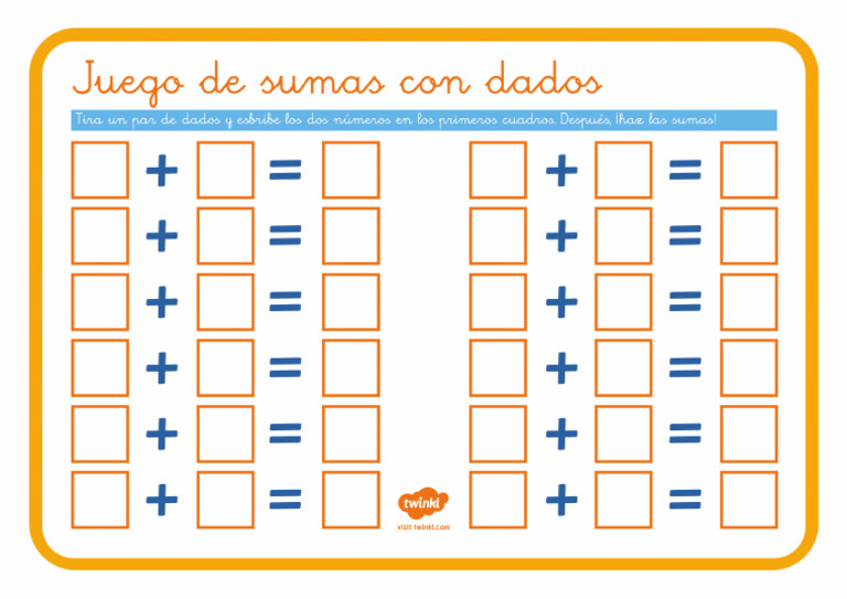 Sumas Con Dados Juego | PDF