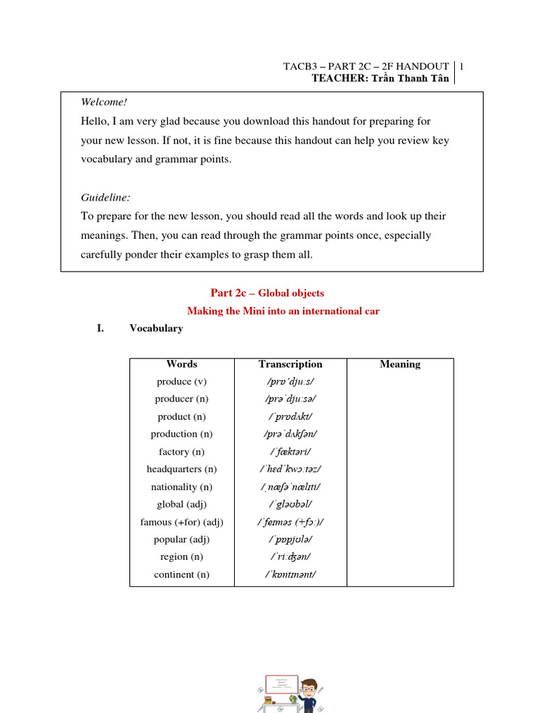 Handout - Unit 2 - Part 2c-Revision | PDF | Noun | Language Families