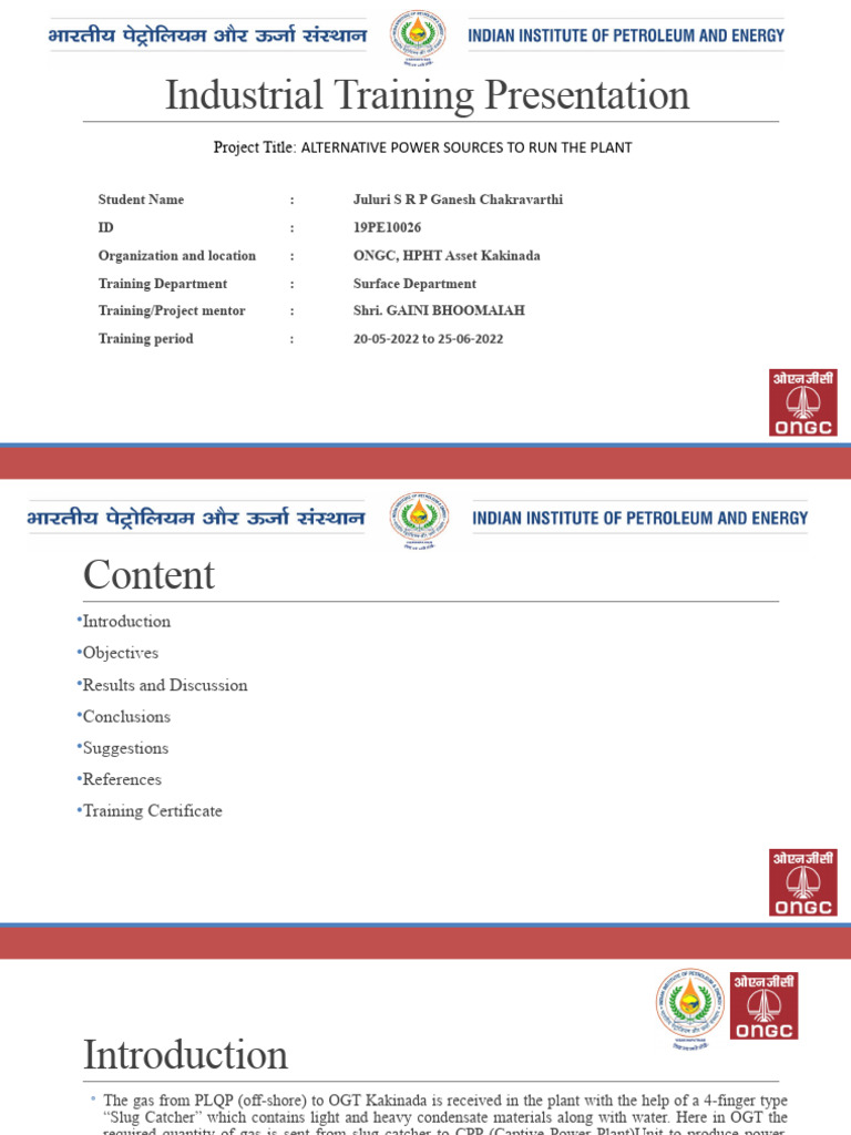 Alternative Power Solutions for ONGC Plant | PDF | Electrical Grid ...