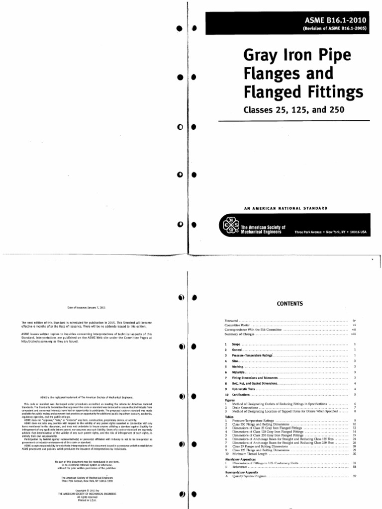 ASME B16.1-2010 - Gray Iron Pipe Flanges and Flanged Fittings Classes ...