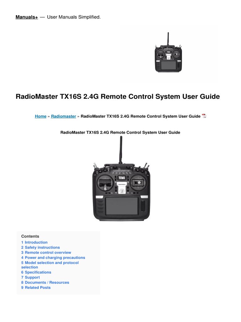 radiomaster-tx16s-2-4g-remote-control-system-manual | PDF | Lithium Ion ...