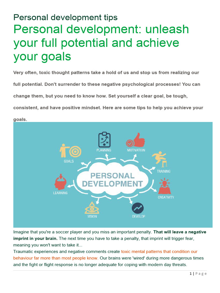 Personal Development Tips | PDF | Thought | Goal