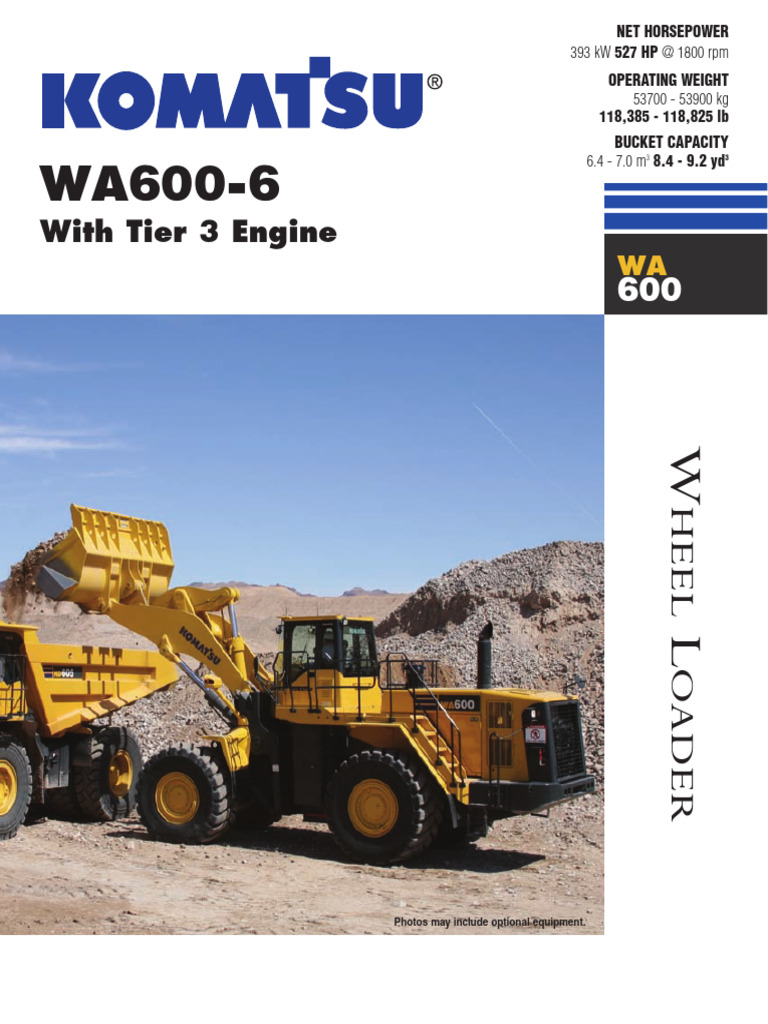 WA600-6 Wheel Loader Specifications | PDF | Loader (Equipment) | Tire