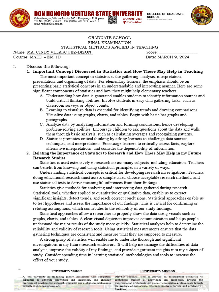 Statistics Final Exam | Download Free PDF | Statistics | Methodology