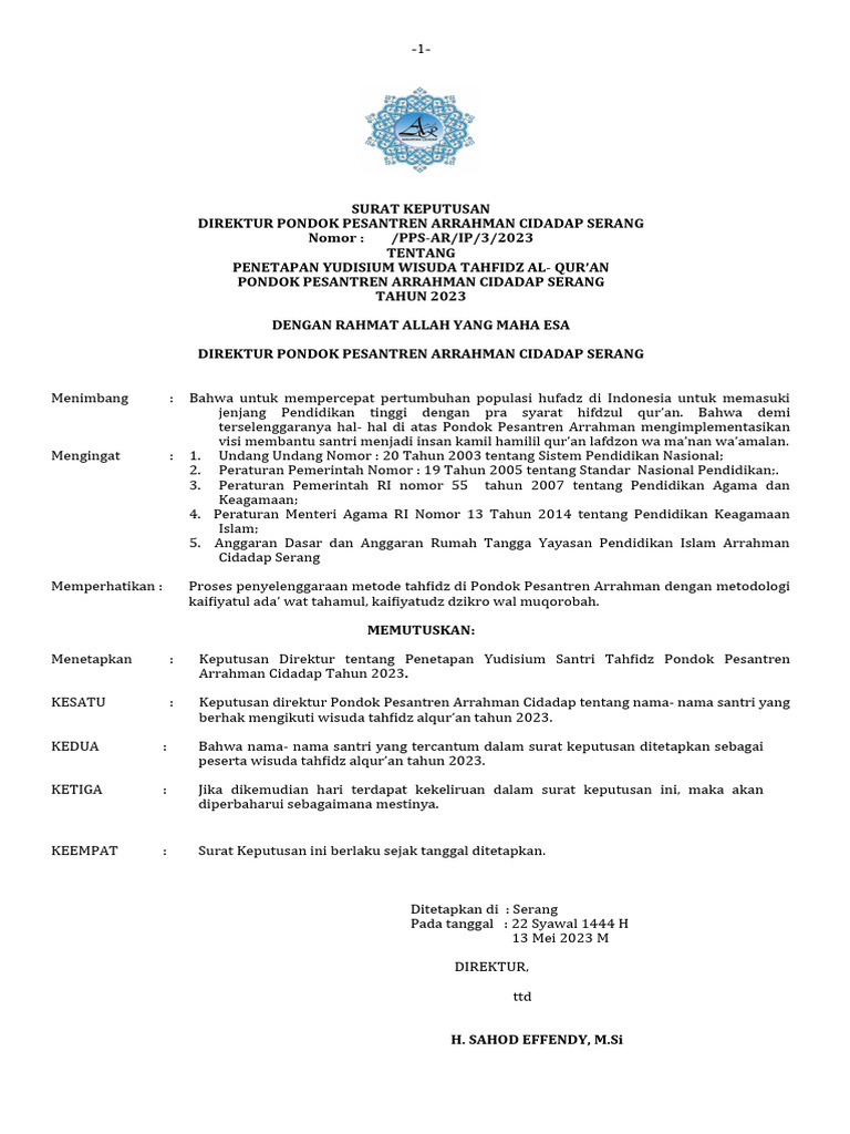 Yudisium Wisuda Tahfidz 2023 | PDF