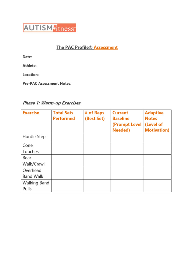 PAC Profile Assessment | PDF | Weight Training | Physical Exercise