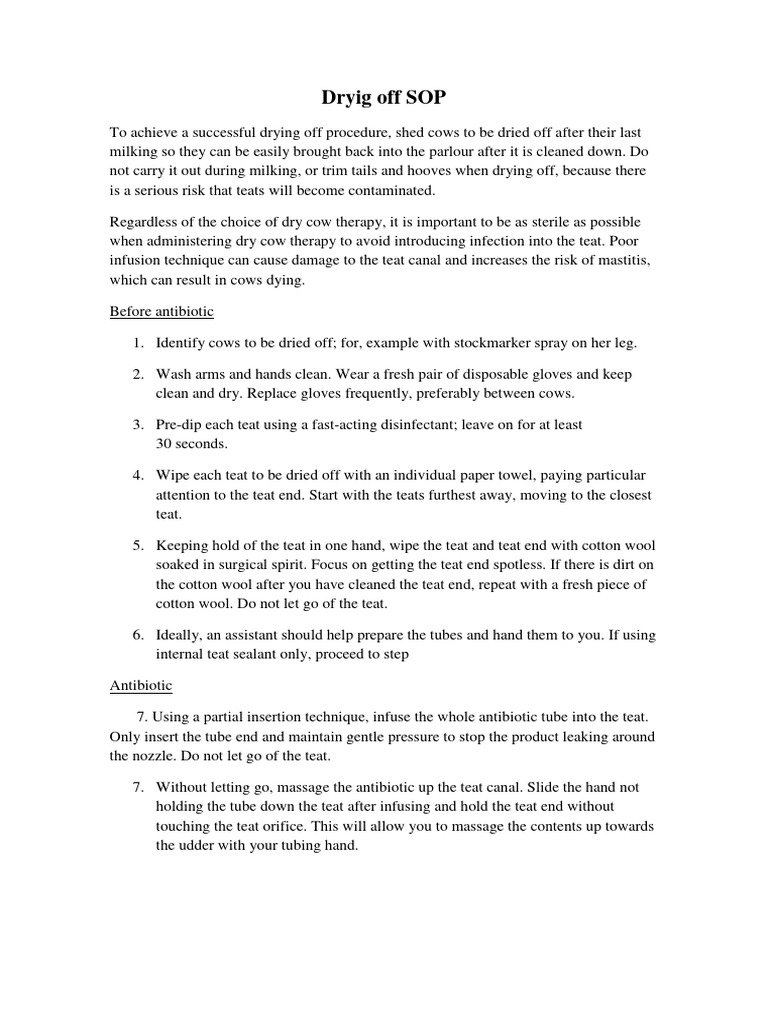 Dryig Off SOP | PDF