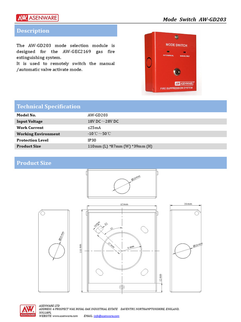 AW-GD203 Mode Switch Datasheet - 20220913 | PDF