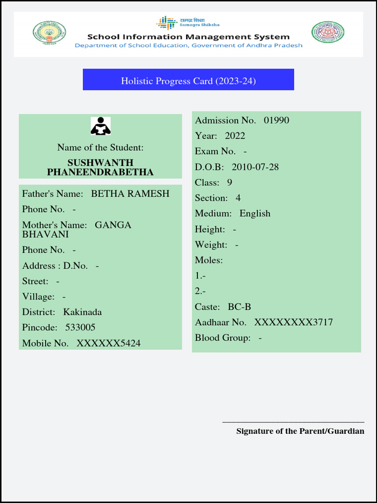 Holistic Progress Card 2023-24 | PDF | Learning | Human Communication