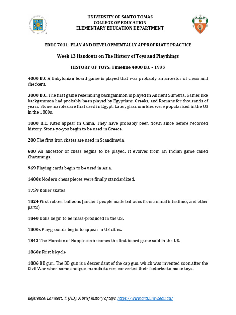 A Brief History of Toys Timeline | PDF | Toys