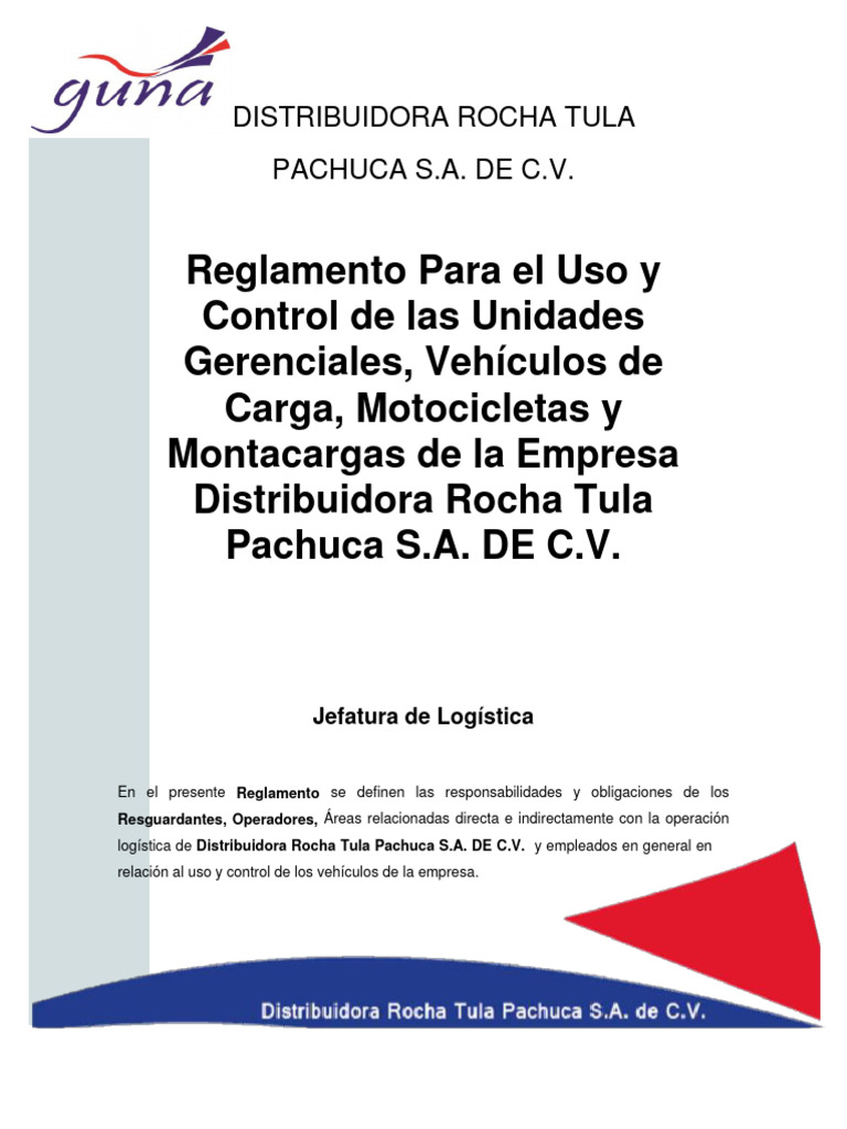 Reglamento para El Uso y Control de Las Unidades Gerenciales Vehículos de Carga Motocicletas y ...