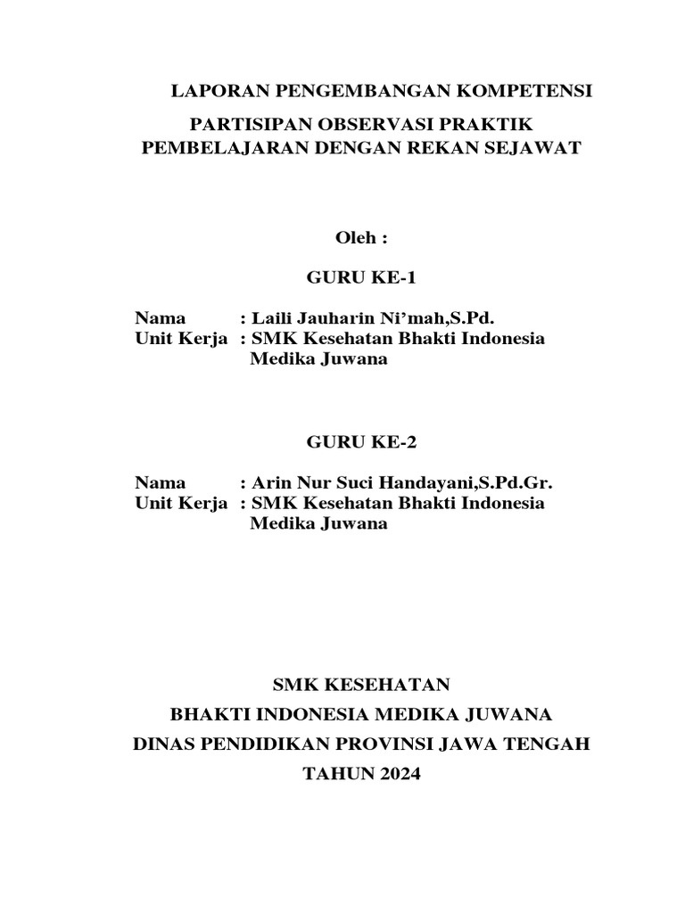 Observasi Pembelajaran Guru Sejawat | PDF