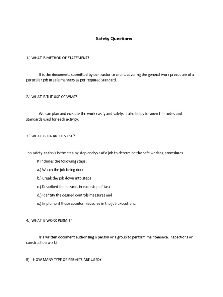 Safety Questions | PDF | Fuels | Combustion