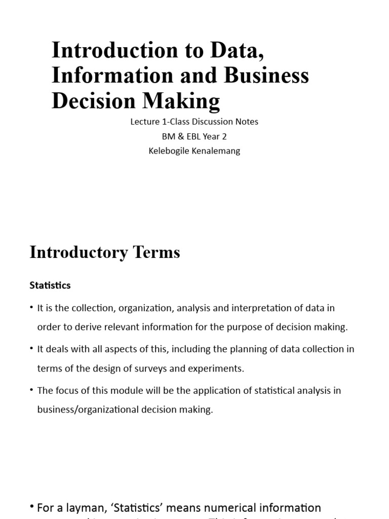 Data & Decision Making Basics | PDF | Data | Quantitative Research